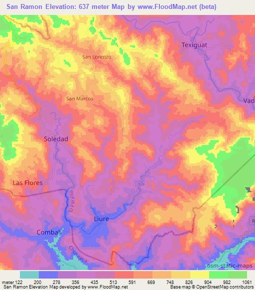 Elevation of San Ramon,Honduras Elevation Map, Topography, Contour