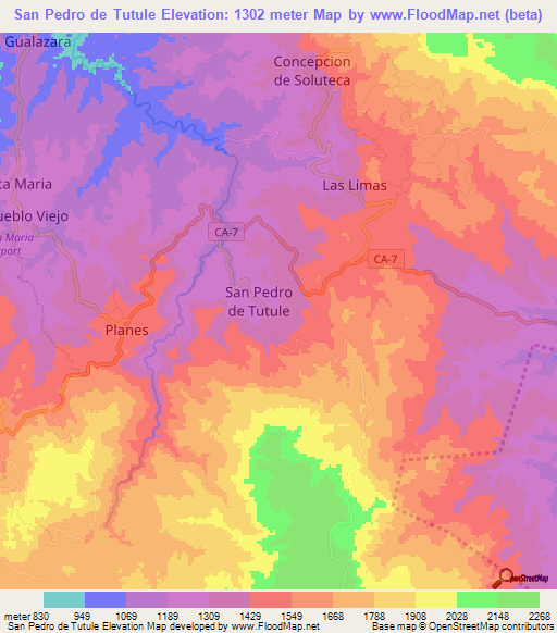 Elevation of San Pedro de Tutule,Honduras Elevation Map, Topography ...