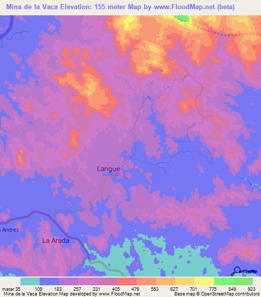 Elevation of Mina de la Vaca,Honduras Elevation Map, Topography, Contour