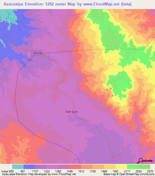 Elevation of Azacualpa,Honduras Elevation Map, Topography, Contour