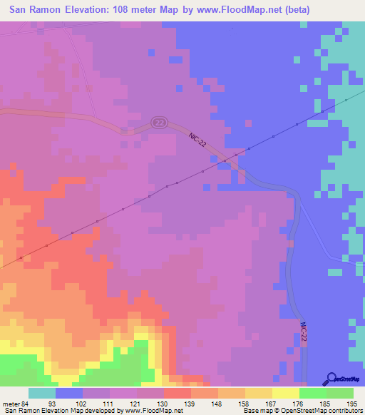 Elevation of San Ramon,Nicaragua Elevation Map, Topography, Contour