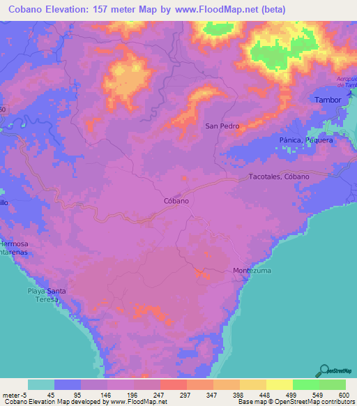 Elevation of Cobano,Costa Rica Elevation Map, Topography, Contour