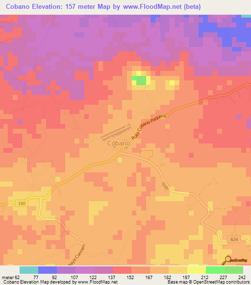 Elevation of Cobano,Costa Rica Elevation Map, Topography, Contour