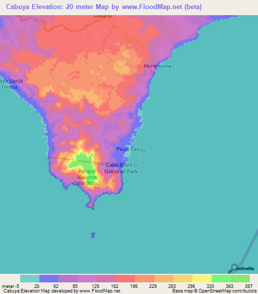 Elevation of Cabuya,Costa Rica Elevation Map, Topography, Contour