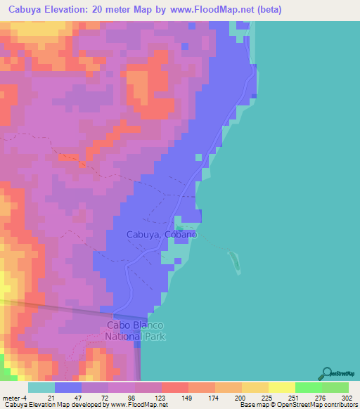 Elevation of Cabuya,Costa Rica Elevation Map, Topography, Contour
