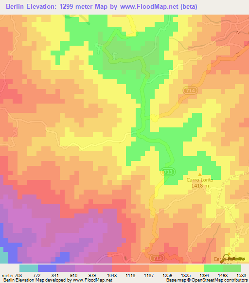 Elevation of Berlin,Costa Rica Elevation Map, Topography, Contour