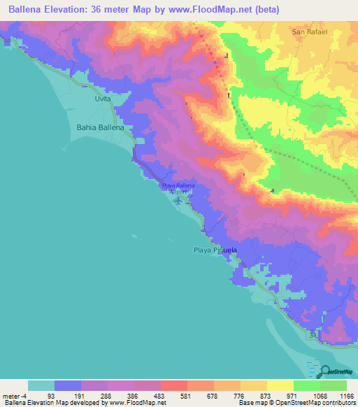 Elevation of Ballena,Costa Rica Elevation Map, Topography, Contour
