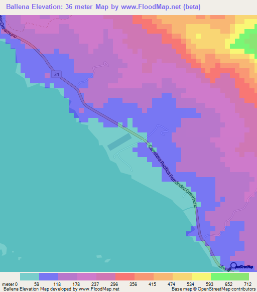 Elevation of Ballena,Costa Rica Elevation Map, Topography, Contour