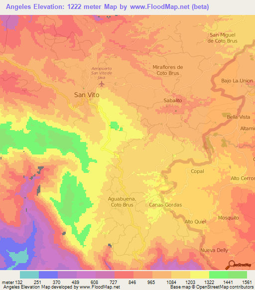 Elevation of Angeles,Costa Rica Elevation Map, Topography, Contour