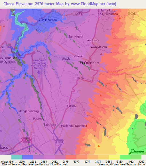 Elevation of Checa,Ecuador Elevation Map, Topography, Contour