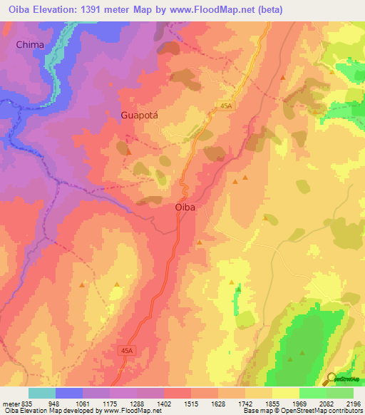 Elevation of Oiba,Colombia Elevation Map, Topography, Contour