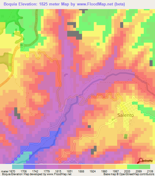 Elevation of Boquia,Colombia Elevation Map, Topography, Contour
