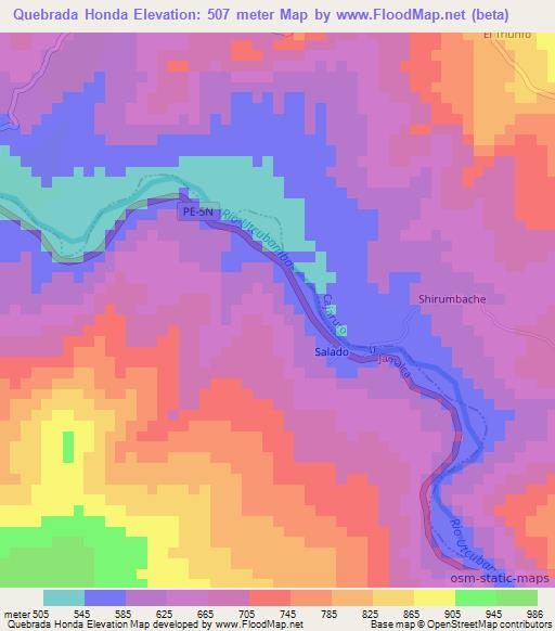 Elevation of Quebrada Honda,Peru Elevation Map, Topography, Contour