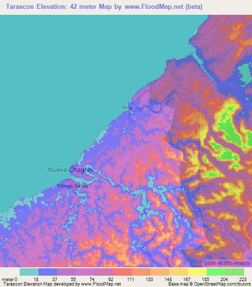 Elevation of Tarascon,Panama Elevation Map, Topography, Contour