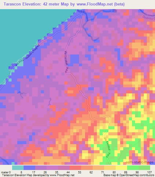 Elevation of Tarascon,Panama Elevation Map, Topography, Contour