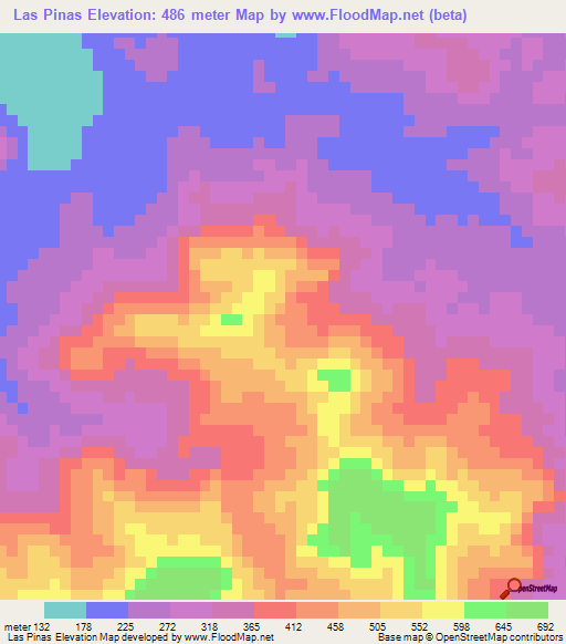 Elevation of Las Pinas,Honduras Elevation Map, Topography, Contour
