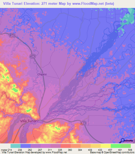 Elevation of Villa Tunari,Bolivia Elevation Map, Topography, Contour