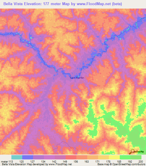 Elevation of Bella Vista,Bolivia Elevation Map, Topography, Contour