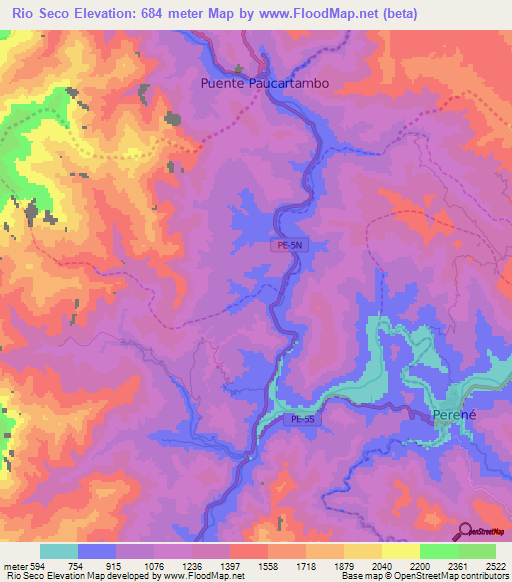Elevation of Rio Seco,Peru Elevation Map, Topography, Contour