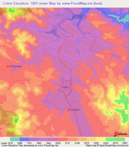 Elevation of Colon,Mexico Elevation Map, Topography, Contour