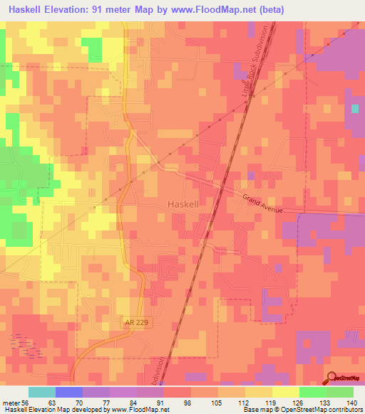 Elevation of Haskell,US Elevation Map, Topography, Contour