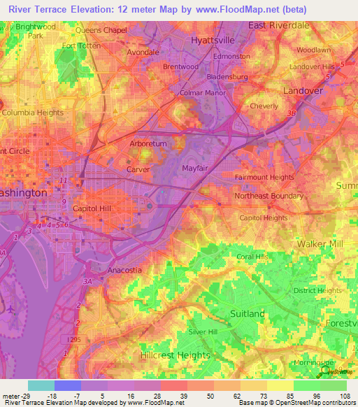 Elevation of River Terrace,US Elevation Map, Topography, Contour