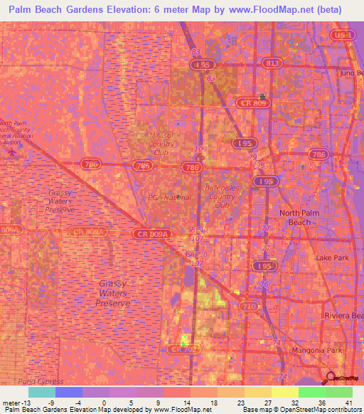 Elevation of Palm Beach Gardens,US Elevation Map, Topography, Contour