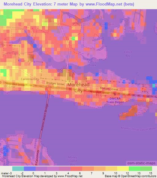 Elevation of Morehead City,US Elevation Map, Topography, Contour