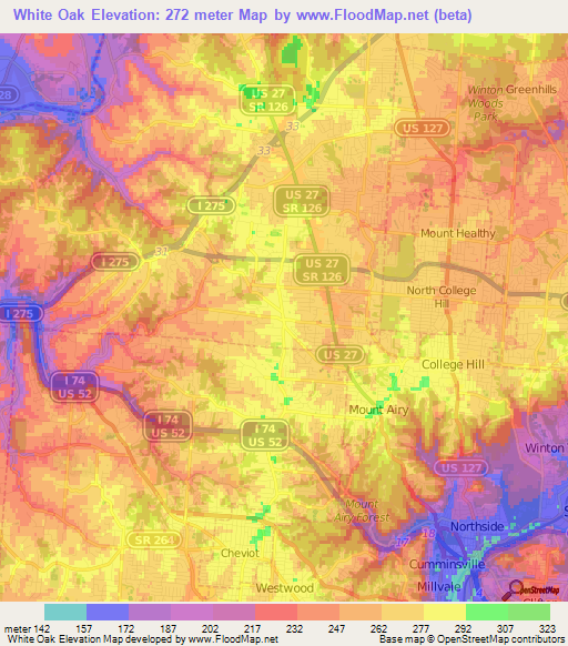 Elevation of White Oak,US Elevation Map, Topography, Contour