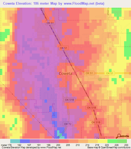 Elevation of Coweta,US Elevation Map, Topography, Contour