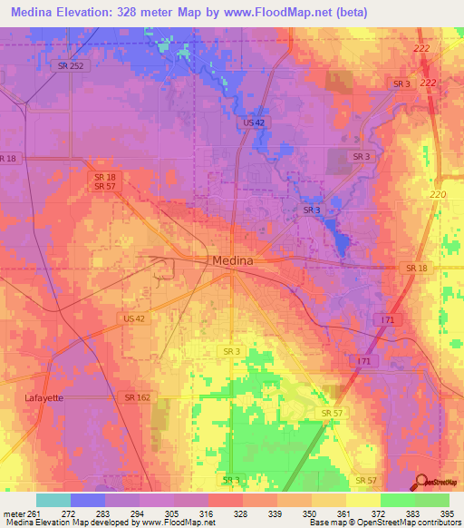 Elevation of Medina,US Elevation Map, Topography, Contour