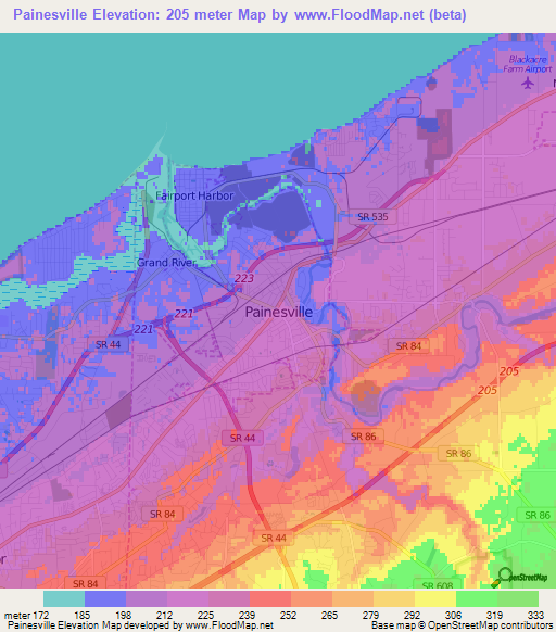 Elevation of Painesville,US Elevation Map, Topography, Contour