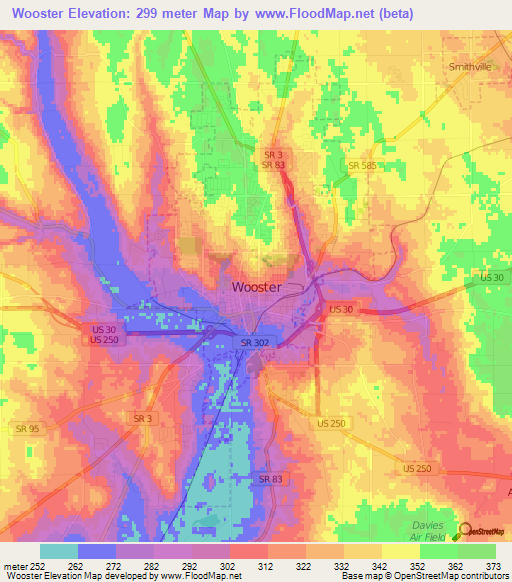 Elevation of Wooster,US Elevation Map, Topography, Contour