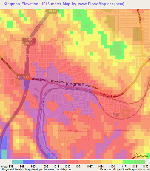 Elevation of Kingman,US Elevation Map, Topography, Contour