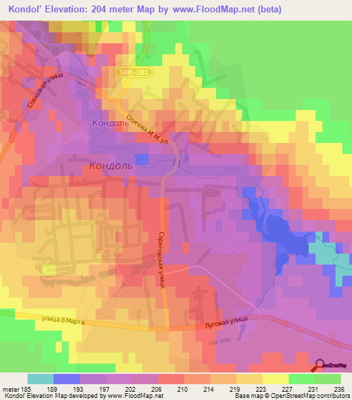 Elevation of Kondol',Russia Elevation Map, Topography, Contour