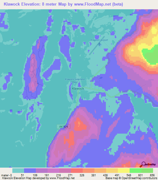 Elevation of Klawock,US Elevation Map, Topography, Contour