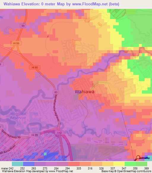 Elevation of Wahiawa,US Elevation Map, Topography, Contour