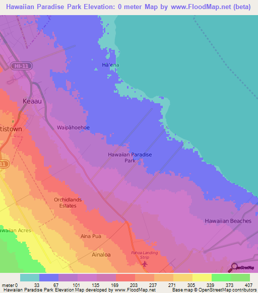 Elevation of Hawaiian Paradise Park,US Elevation Map, Topography, Contour