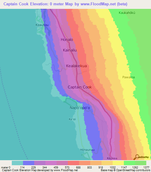 Elevation of Captain Cook,US Elevation Map, Topography, Contour