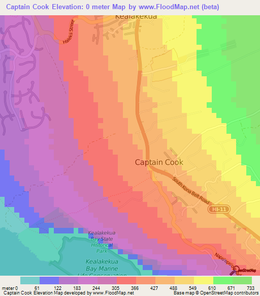Elevation of Captain Cook,US Elevation Map, Topography, Contour