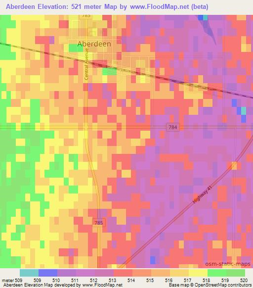 Elevation of Aberdeen,Canada Elevation Map, Topography, Contour