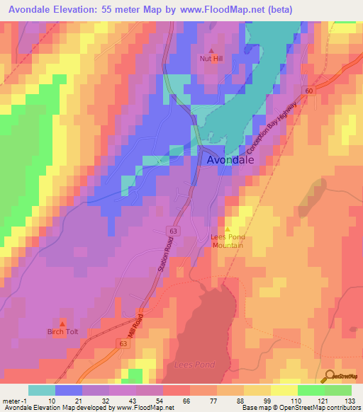 Elevation of Avondale,Canada Elevation Map, Topography, Contour