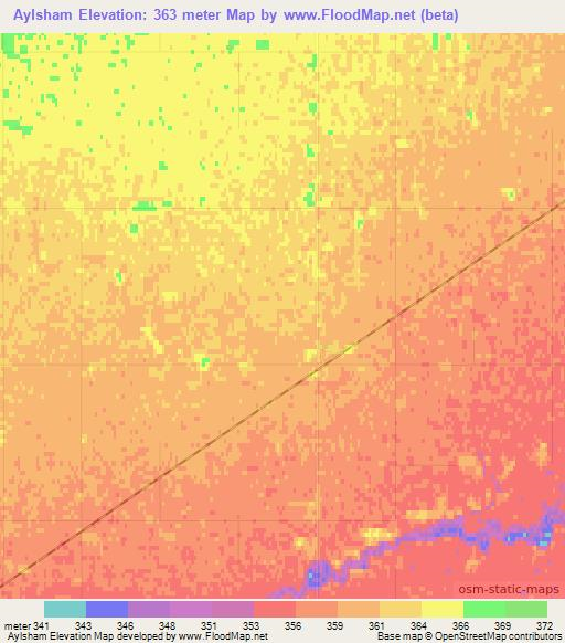Elevation of Aylsham,Canada Elevation Map, Topography, Contour