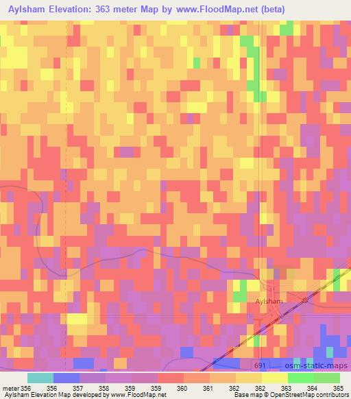 Elevation of Aylsham,Canada Elevation Map, Topography, Contour