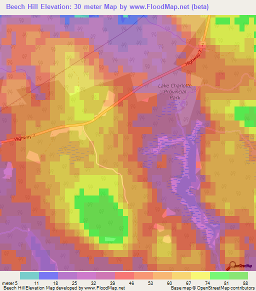 Elevation of Beech Hill,Canada Elevation Map, Topography, Contour