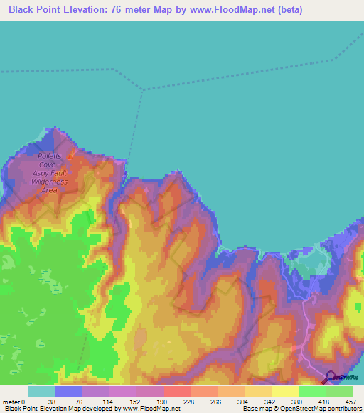 Elevation of Black Point,Canada Elevation Map, Topography, Contour