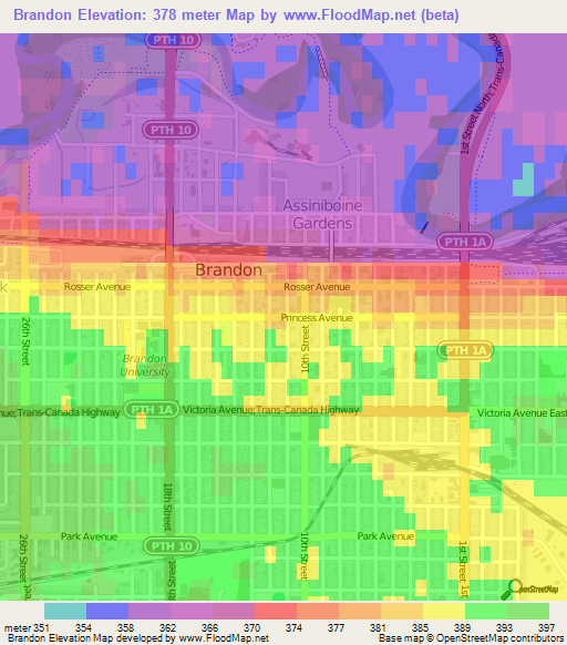 Elevation of Brandon,Canada Elevation Map, Topography, Contour
