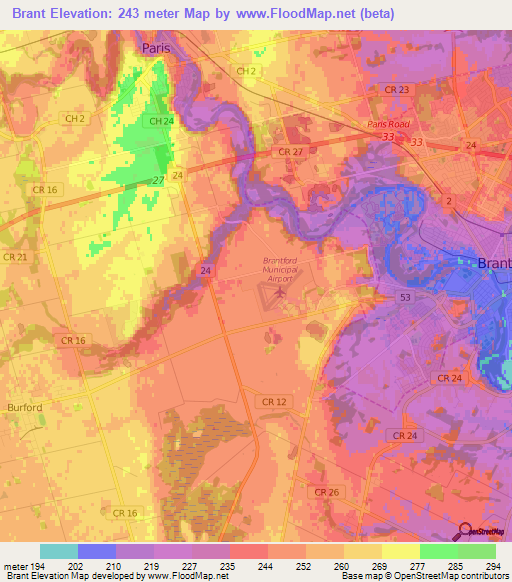 Elevation of Brant,Canada Elevation Map, Topography, Contour
