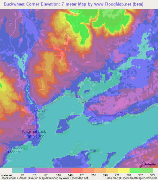 Elevation of Buckwheat Corner,Canada Elevation Map, Topography, Contour