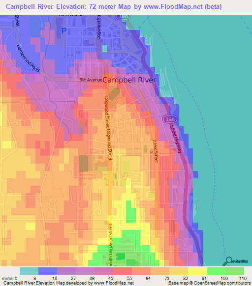 Elevation of Campbell River,Canada Elevation Map, Topography, Contour